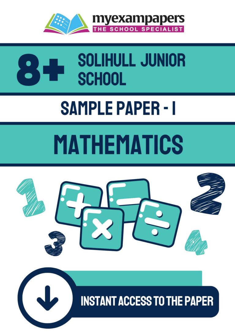8+ Solihull Junior School (Paper 1) – Maths – MyExamPapers UK